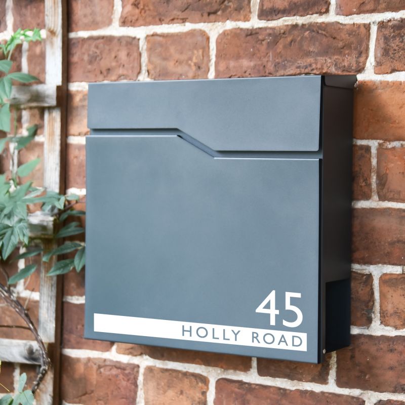 Personalised Granite Grey "Staggered" Wall Mounted Post Box & Newspaper ...