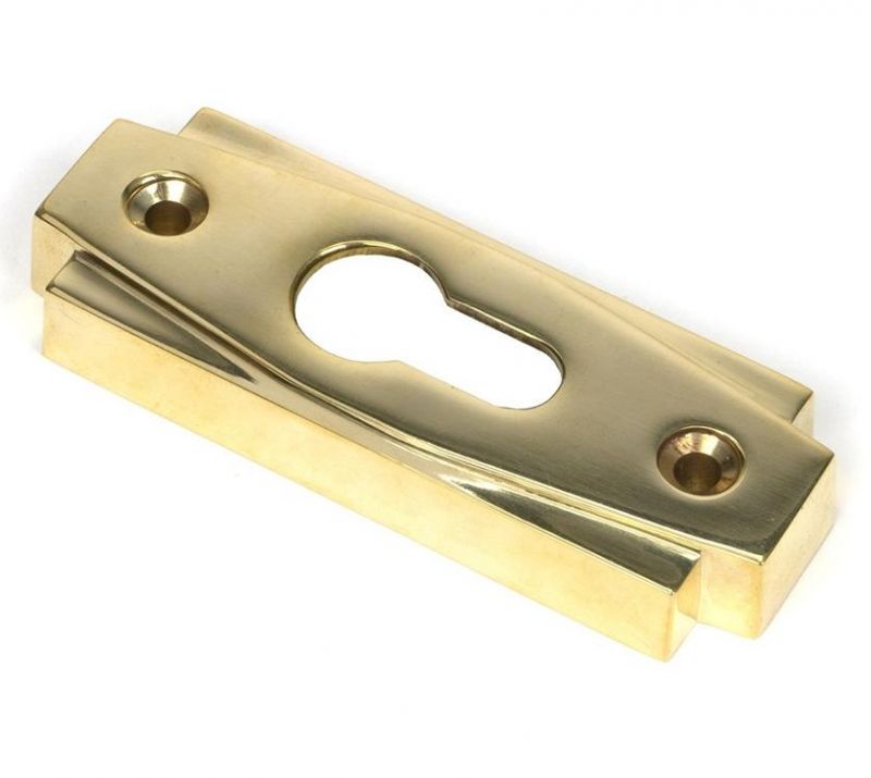 Polished Brass "Roman" Euro Escutcheon - 100mm x 36mm | Black Country ...
