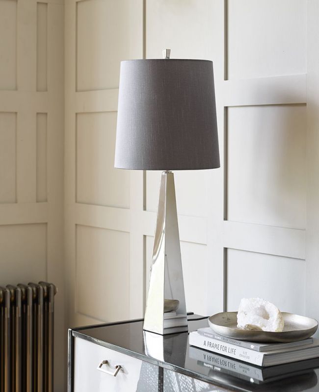 Contemporary Polished Nickel Triangular Table Lamp | Black Country ...
