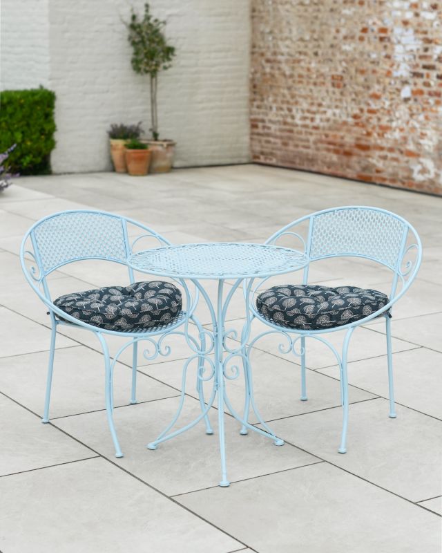 Powder Blue 'Brantwood' Two Seater Bistro Set | Black Country Metalworks
