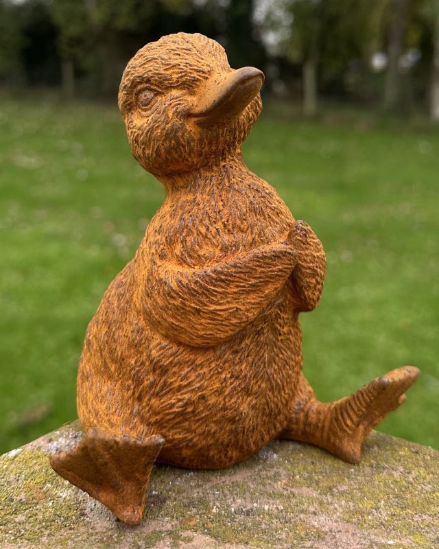 Rustic Cast Iron 'Daisy' the Duckling Sculpture | Black Country Metalworks