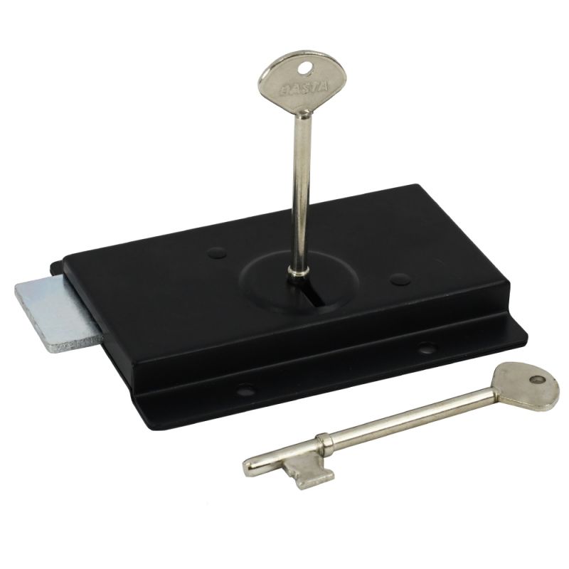 Slim Black Left Hand Rim Lock | Black Country Metalworks