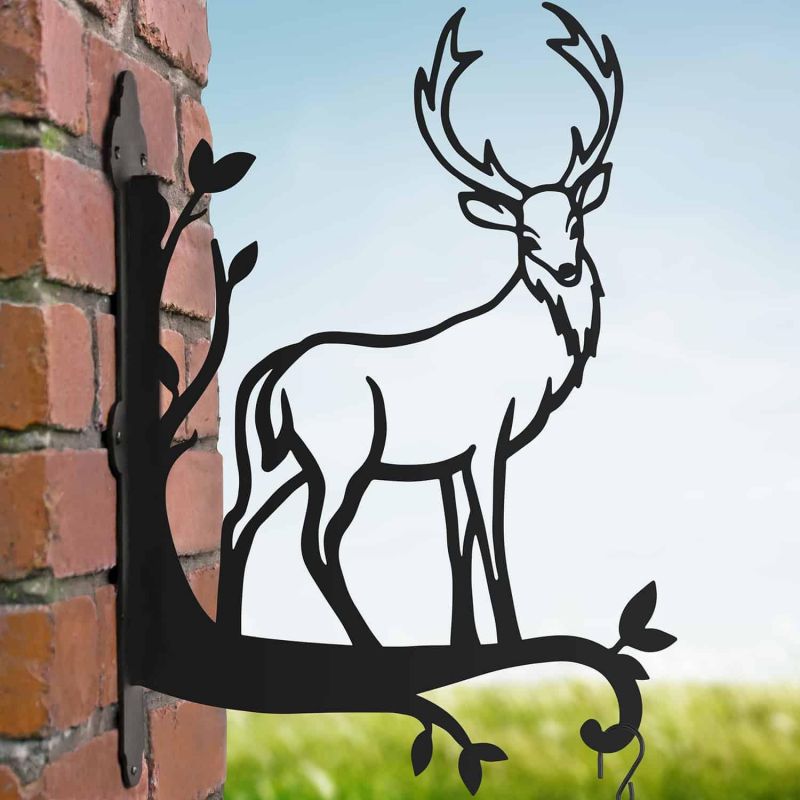 Steel Contemporary Stag Hanging Basket Bracket | Black Country Metalworks