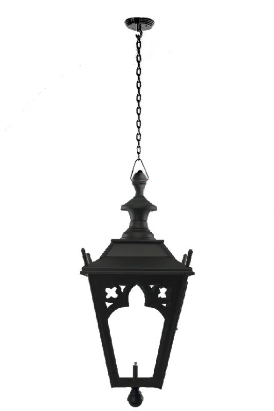 Antique brass Gothic hanging lantern on chain | Black Country Metalworks