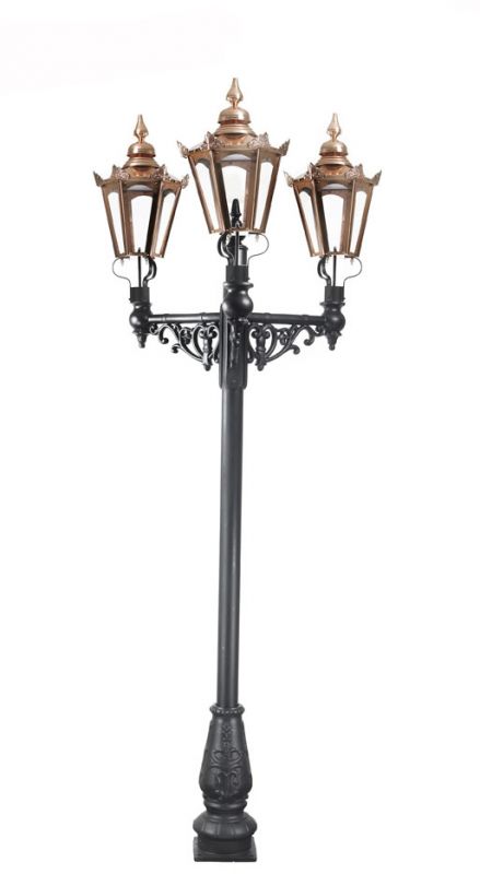 Triple Headed Hexagonal Lamp Post Set | Black Country Metalworks
