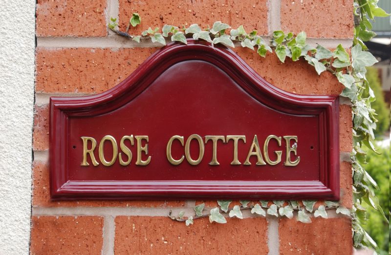 Hand Painted Pink Rose House Name Sign | Black Country Metalworks