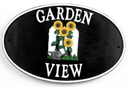 "Garden Sunflowers" cast iron effect house name sign | Black Country ...