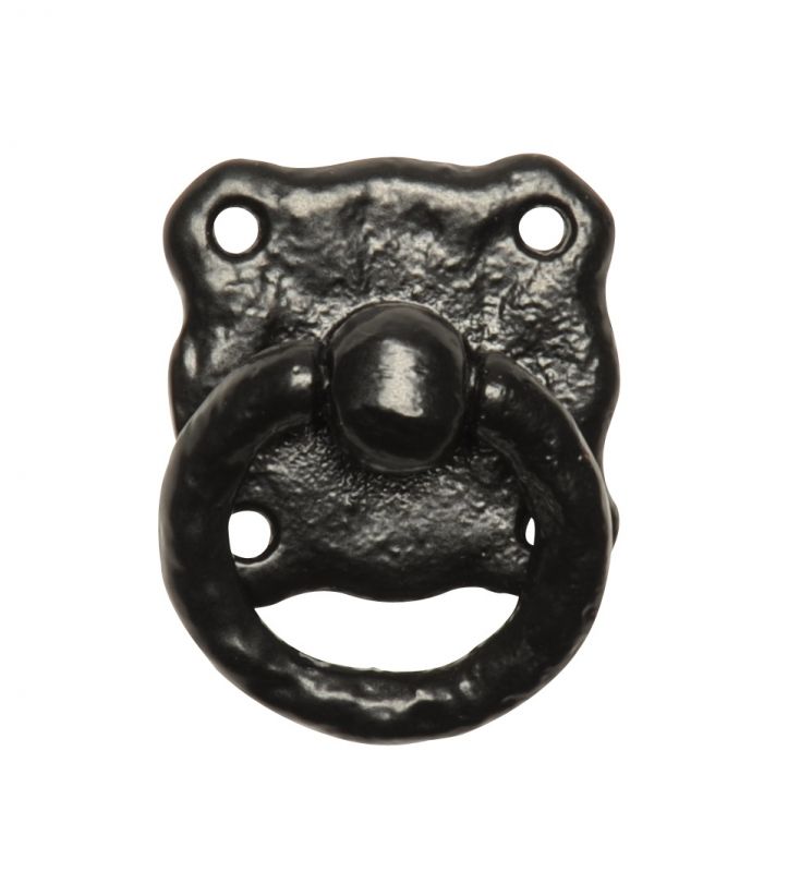 Antique Black Iron Ring Cabinet Pull Handle | Black Country Metalworks