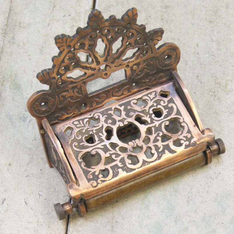 “Eveline” Antique-Finish Brass Vintage Toilet Roll Holder | Black ...