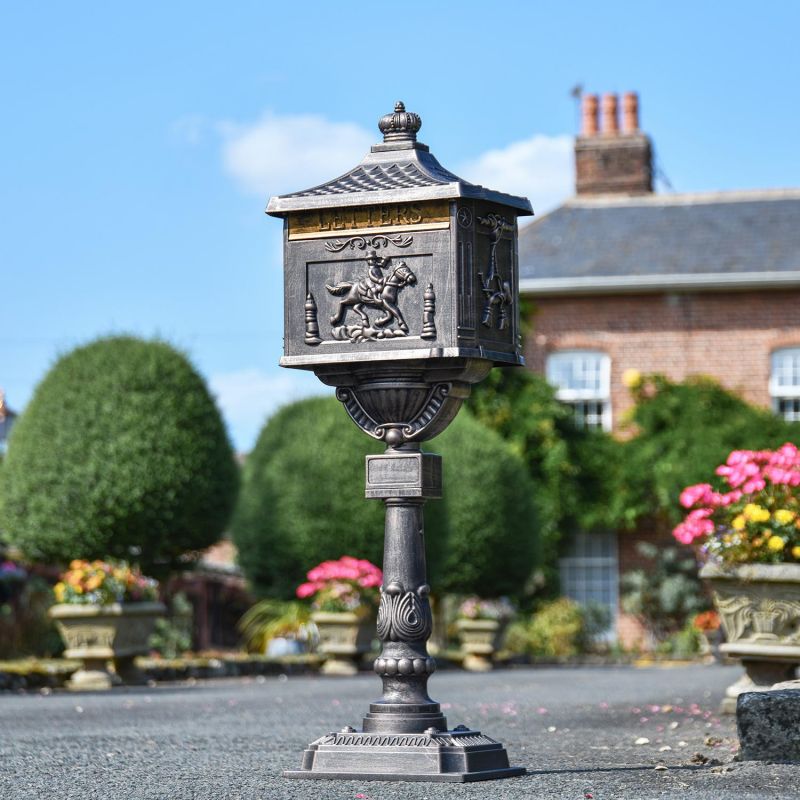 Antique Bronze Freestanding Huntingdon Post Box | Black Country Metalworks