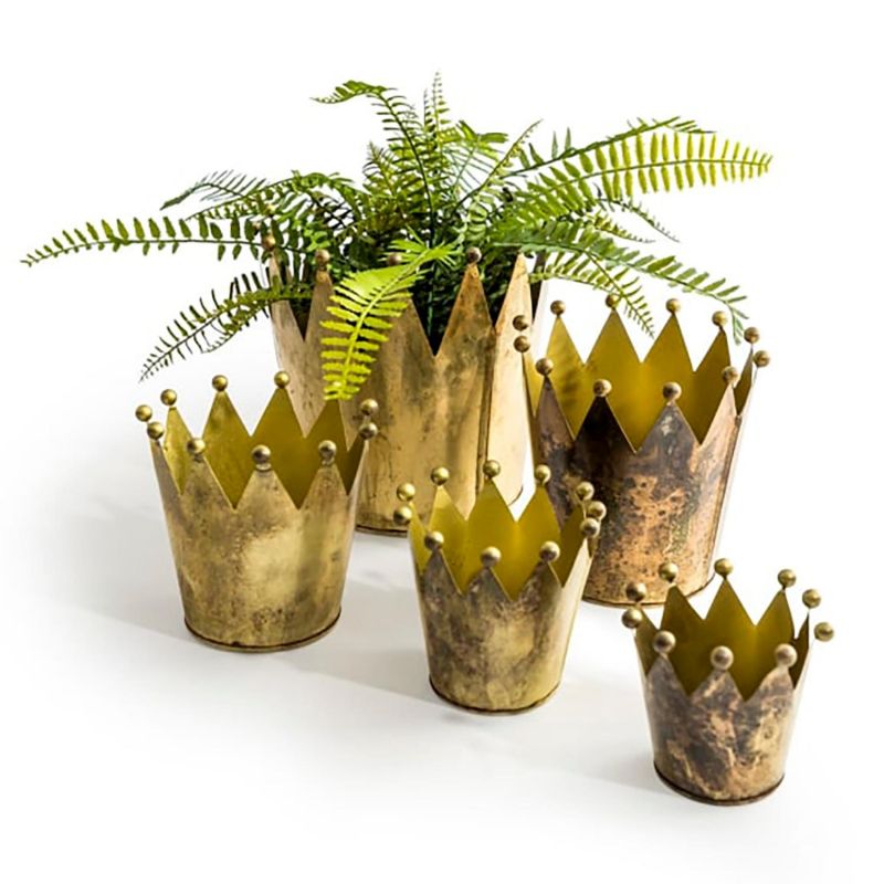 Antique Gold "Royal" Crown Planters - Set of Five | Black Country ...