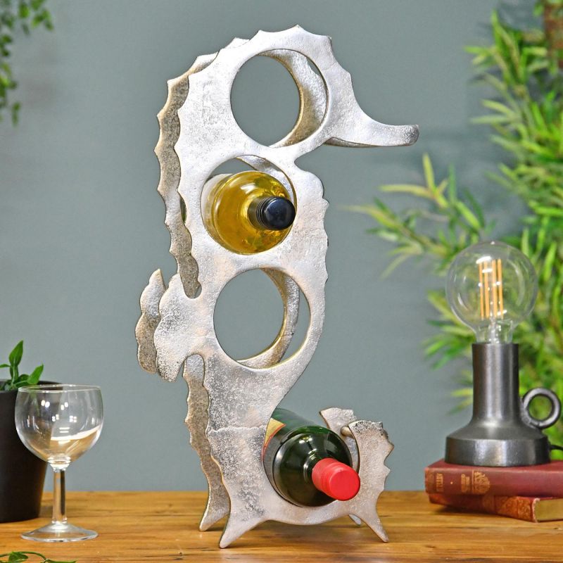 Polished Nickel "Seahorse" Wine Rack | Black Country Metalworks