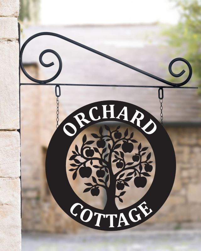 Circular 'Apple Tree' Hanging Wall Sign | Black Country Metalworks