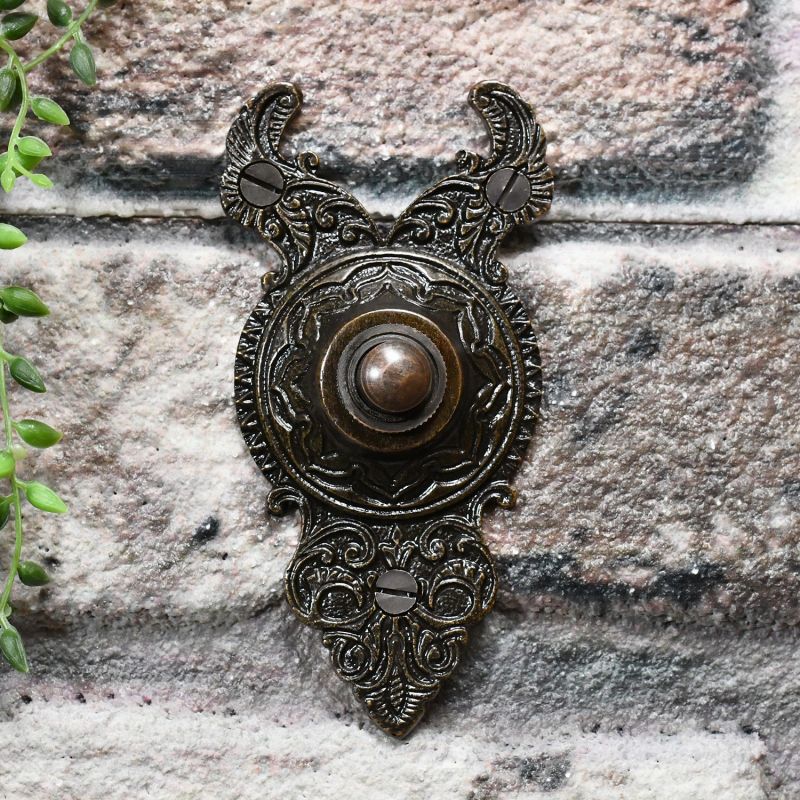 'Rosemont Hall' Exquisitely Ornate Burnished Copper Bell Push | Black ...
