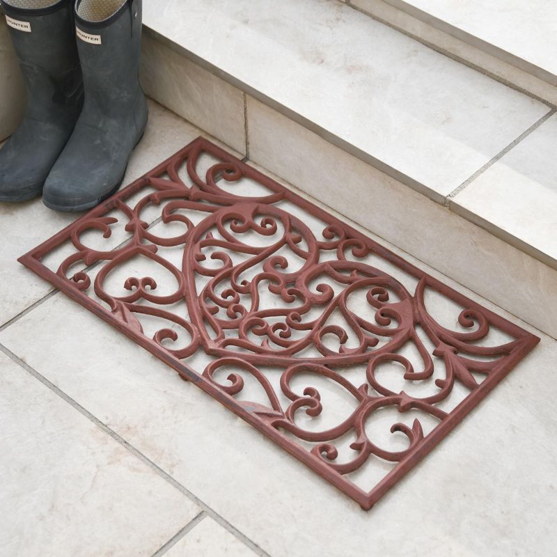 "Hammer Hill" Black Cast Iron Door Mat With Arched Edge | Black Country ...