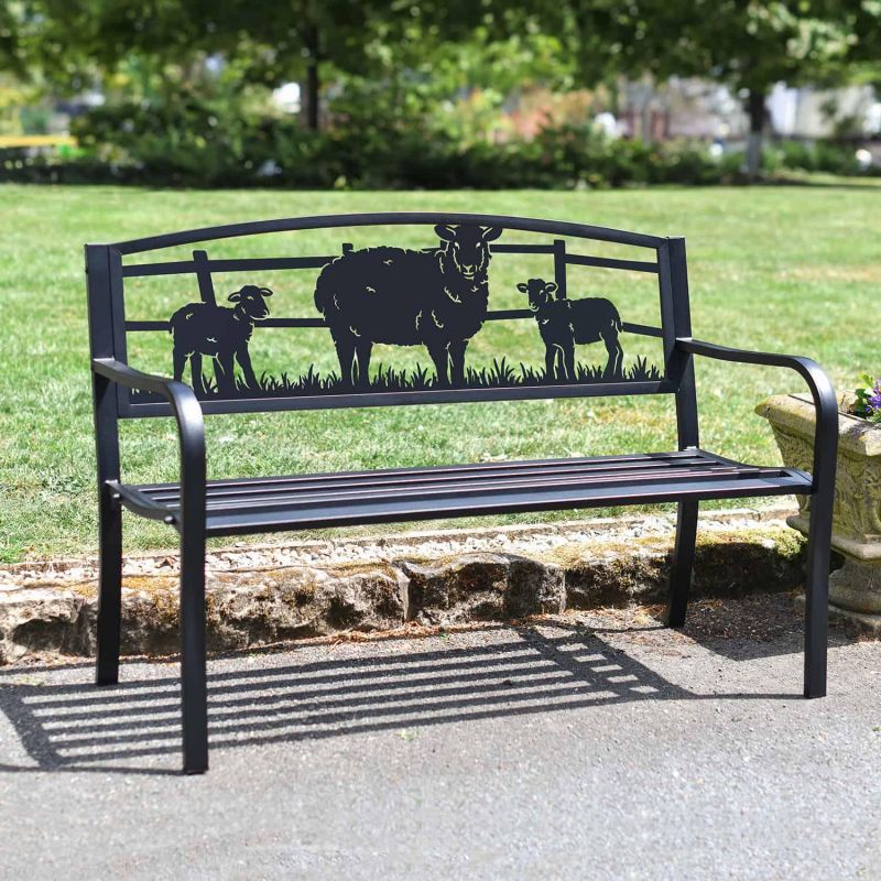 Bespoke Ewe Sheep Family Iron & Steel Black Park Bench | Black Country ...
