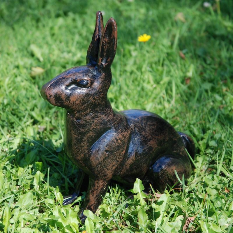 Black & Brown Sitting Rabbit Garden Ornament | Black Country Metalworks
