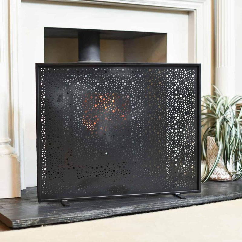 Black Circular Cut-Out Single Panel Fire Guard | Black Country Metalworks