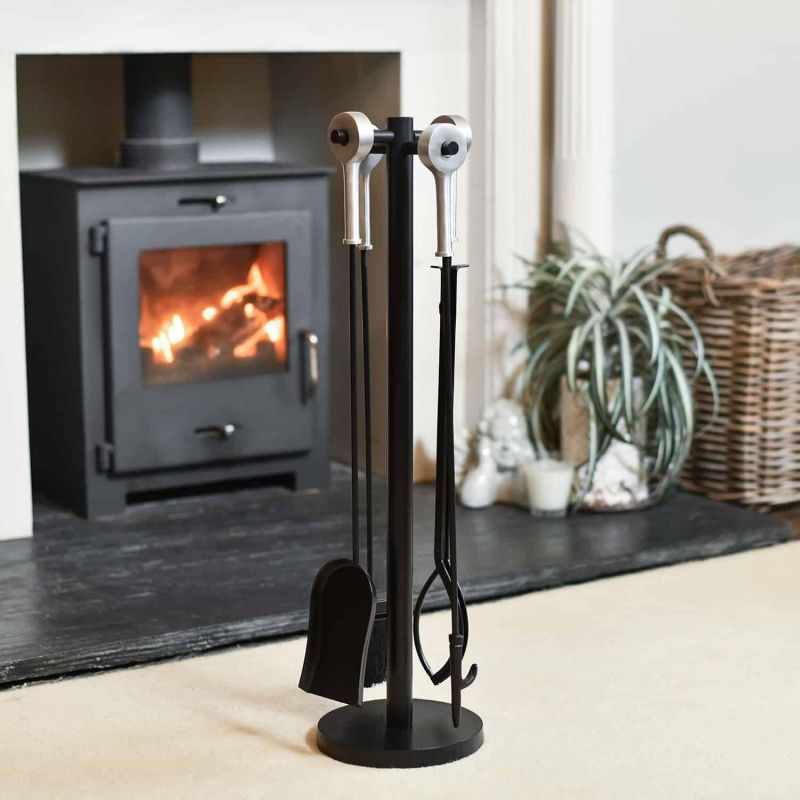Black Companion Set with Aluminium Handles 77cm | Black Country Metalworks