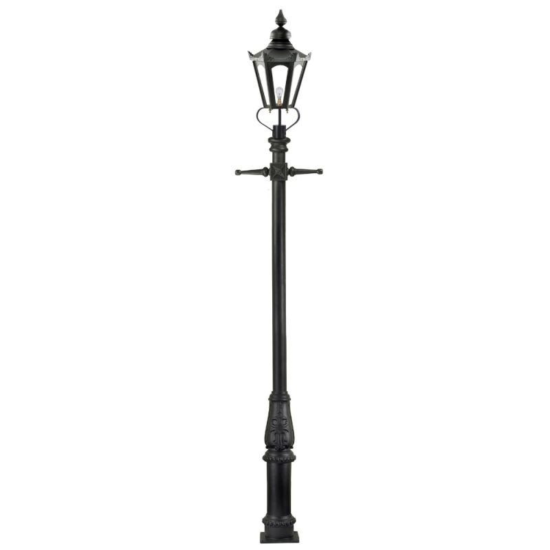 Black Concordia Hexagonal Extra Large Lantern & Lamp Post Set | Black ...