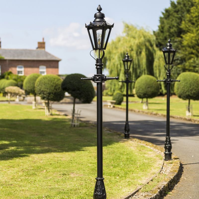 Black Concordia Hexagonal Lamp Post & Lantern Set 2.3m | Black Country ...