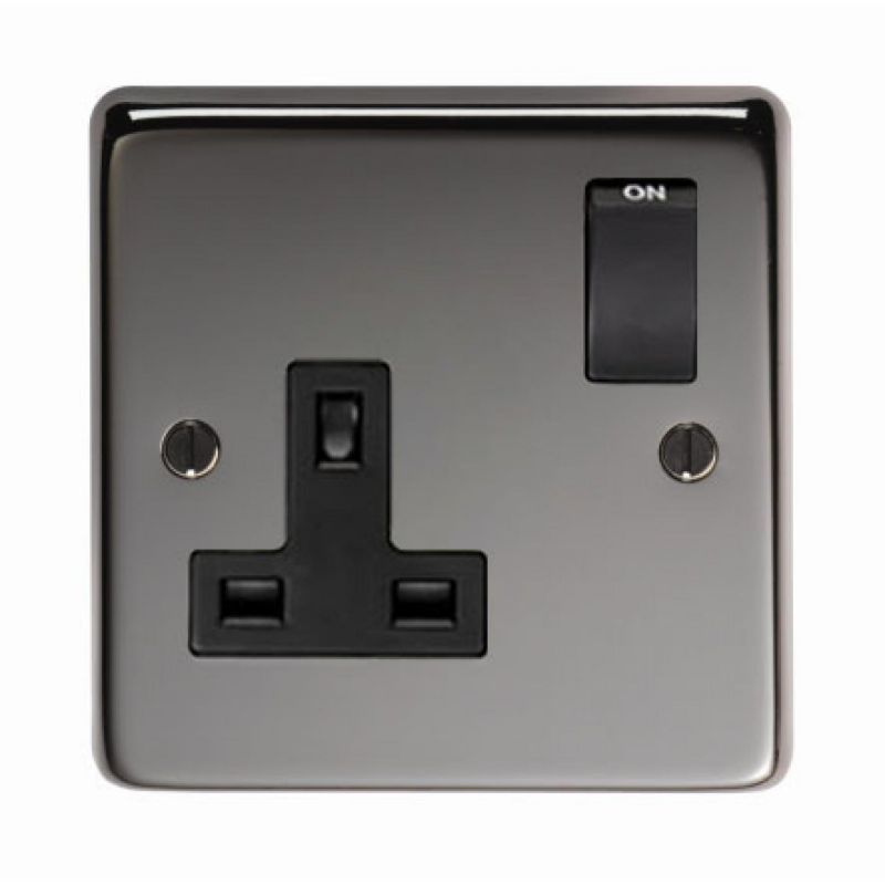 Black Nickel 13 Amp Single Plug Socket | Black Country Metalworks