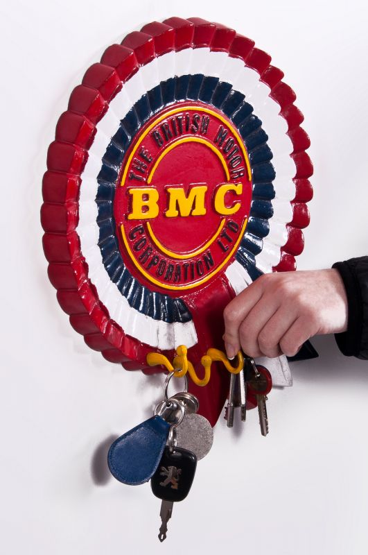 "BMC" rosette aluminium hook and key rack | Black Country Metalworks