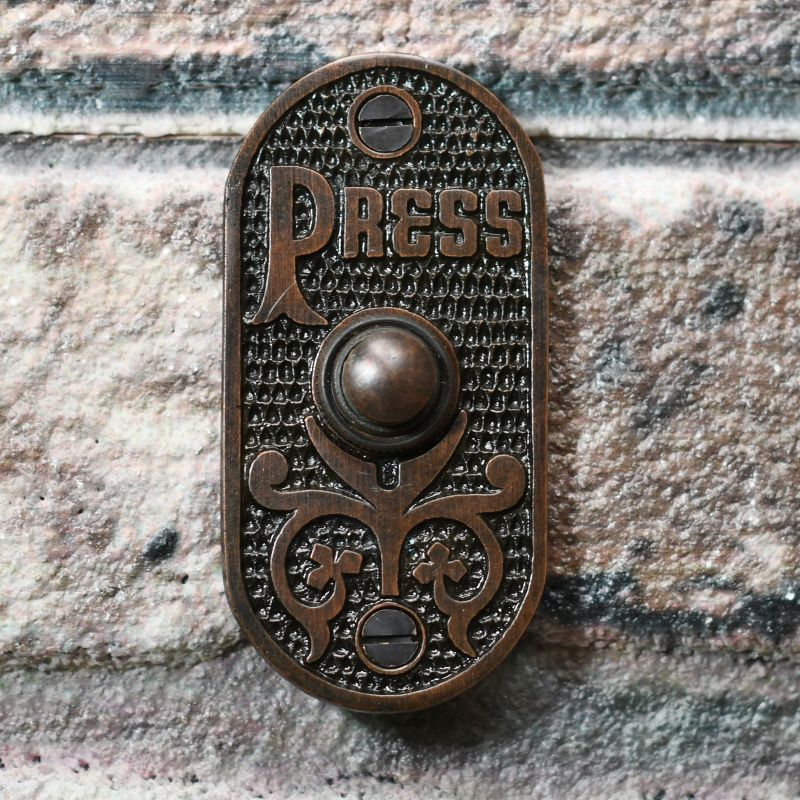 'Ribbey Hall' Burnished Copper Brass Bell Push | Black Country Metalworks