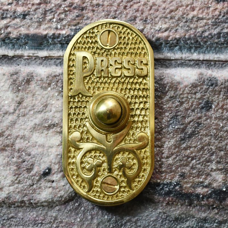 'Ribbey Hall' Polished Brass Brass Bell Push | Black Country Metalworks