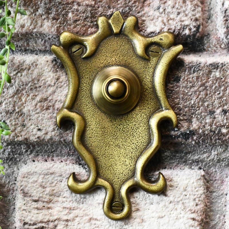 “Dubrowe Park” Antique Brass Ornate Bell Push | Black Country Metalworks