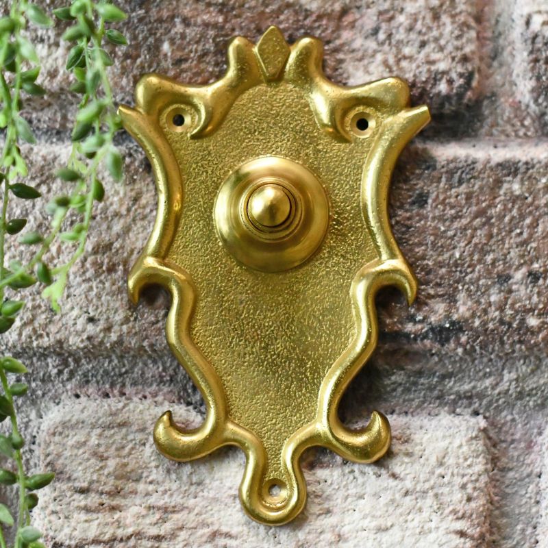 “Dubrowe Park” Polished Brass Ornate Bell Push | Black Country Metalworks