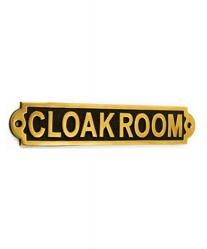Solid Brass "Cloakroom" information sign | Black Country Metalworks