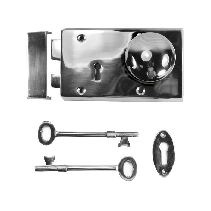 "Addingley" Bright Chrome Rim Latch Set | Black Country Metalworks