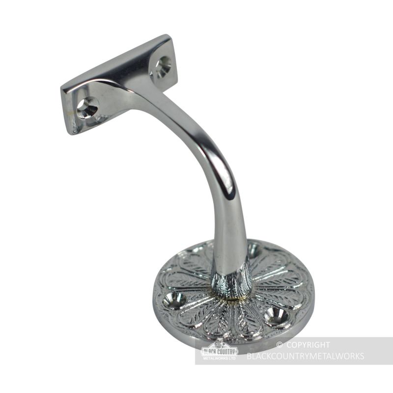 Pack of 4 Ornate Bright Chrome Handrail Bracket | Black Country Metalworks
