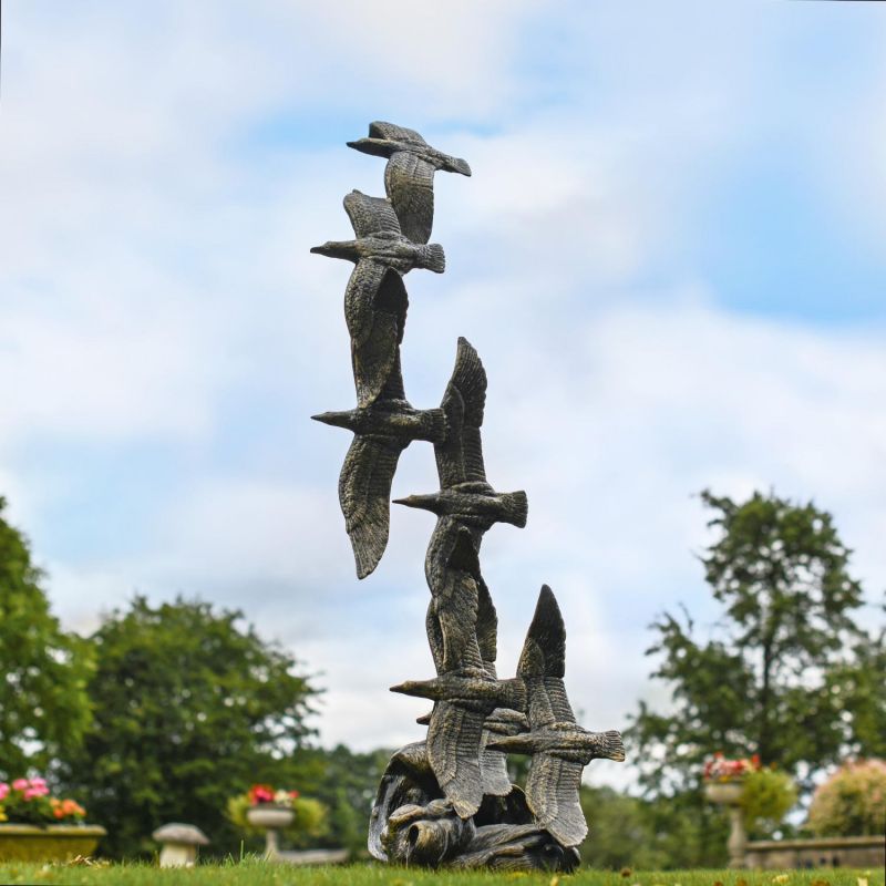 Black and Gold Flying Seagull Sculpture | Black Country Metalworks