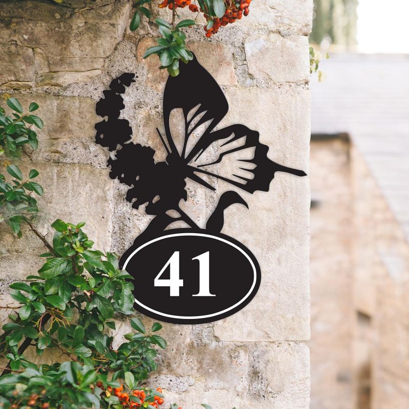 Butterfly Iron House Number Sign | Black Country Metalworks