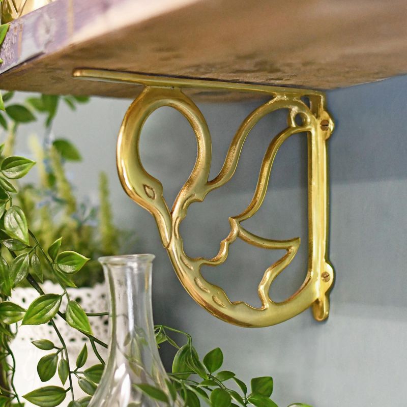 "Coscoroba" Polished Brass Swan Bracket 17cm x 20cm | Black Country ...