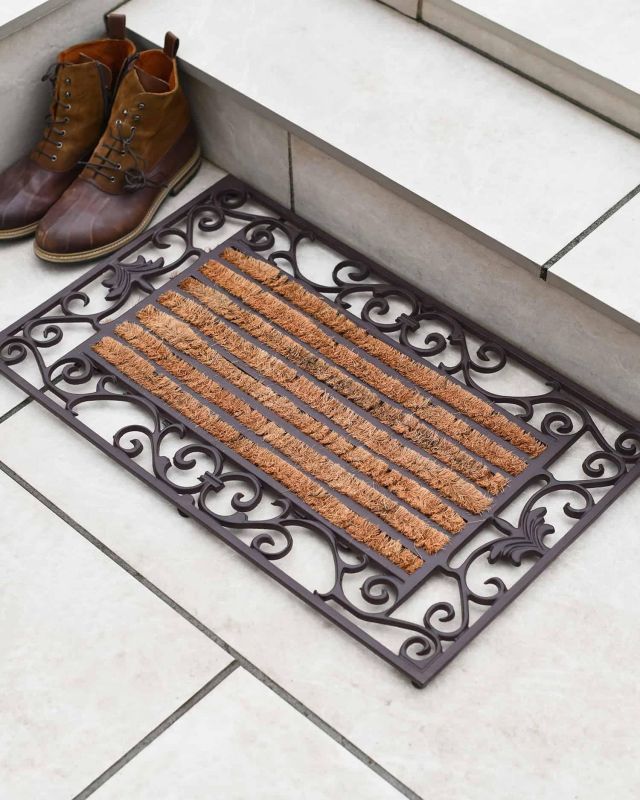 Cast Iron 2-in-1 Ornate "Aureate" Rectangular Doormat & Boot Scraper ...