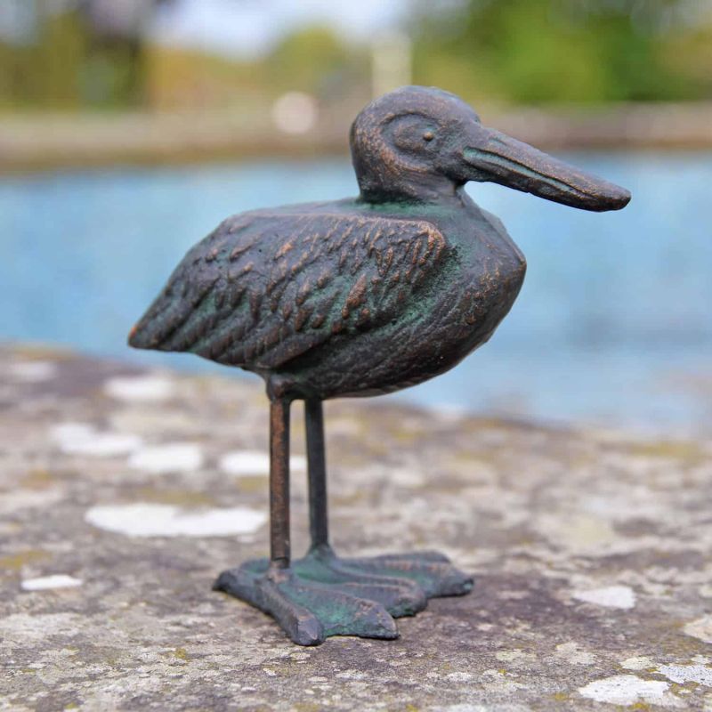 Cast Iron Miniature "Eloise" Freestanding Pelican Garden Sculpture ...