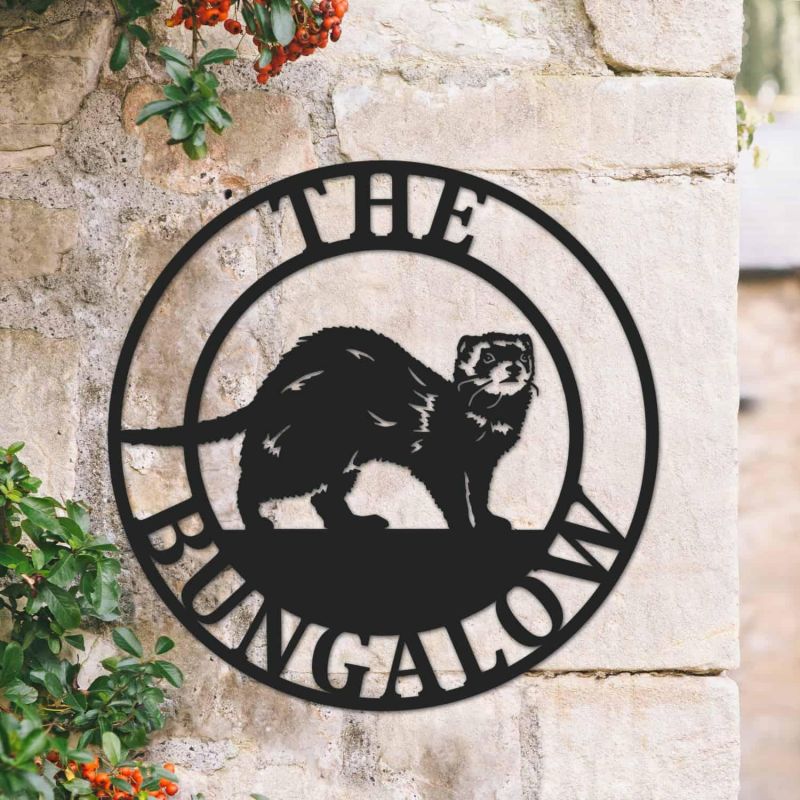 Circular Steel "Ferret" House Name Sign | Black Country Metalworks