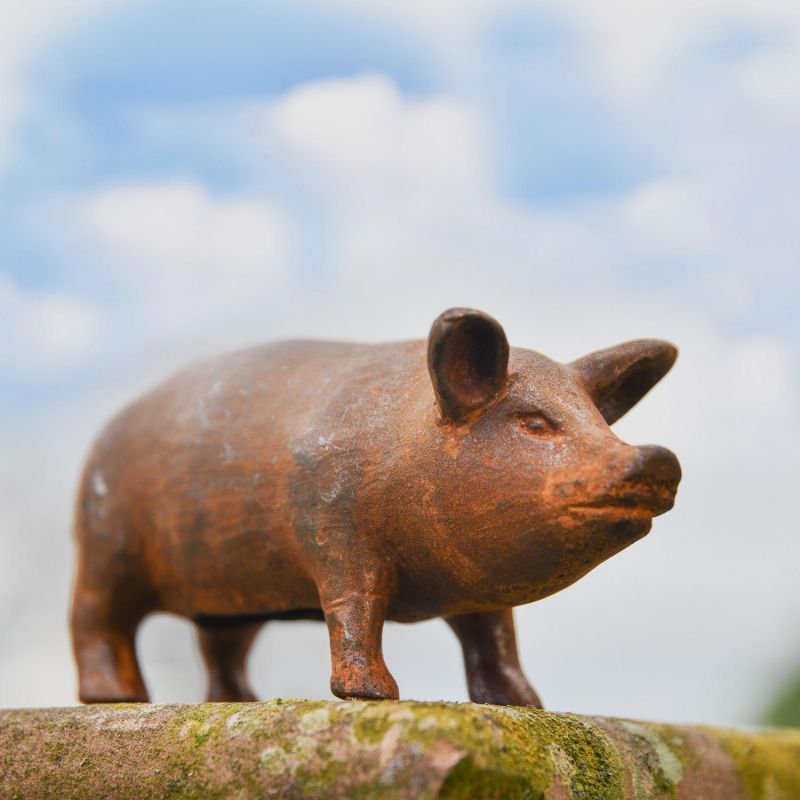 Brushed Gold Large Pig Garden Sculpture | Black Country Metalworks