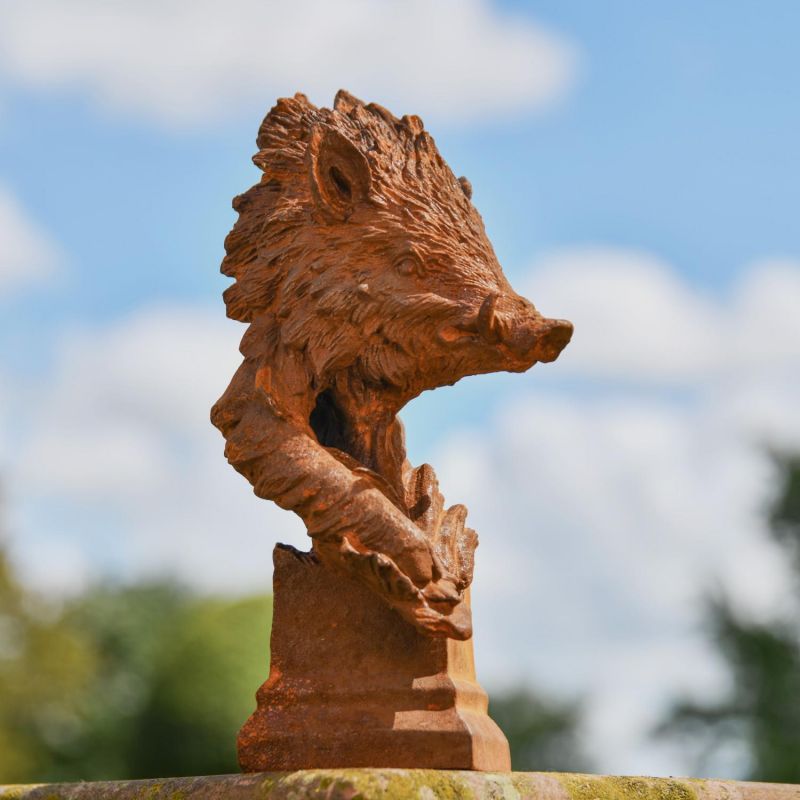 Rustic Cast Iron Warthog Head Bust Sculpture | Black Country Metalworks