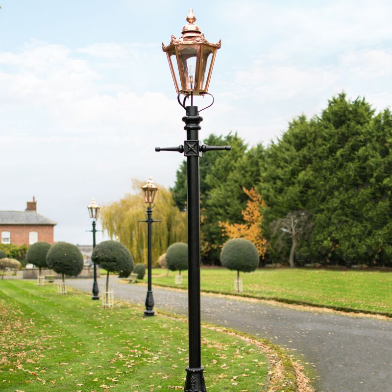 Concordia Hexagonal Copper Lamp Post & Lantern Set 3.225m | Black ...