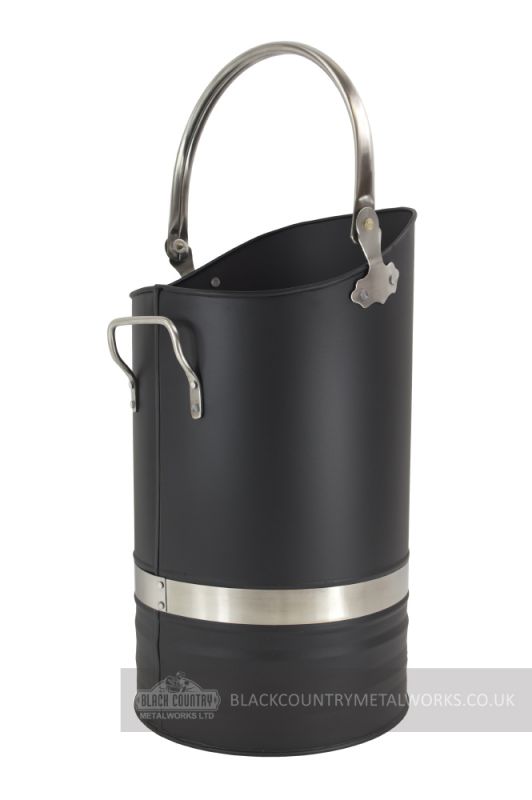Contemporary Black Coal Hod with Pewter handles | Black Country Metalworks