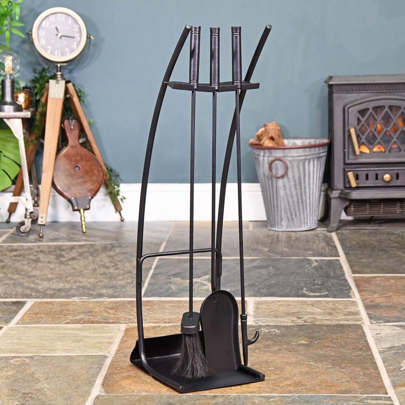 Contemporary Curved Fireside Companion Set | Black Country Metalworks
