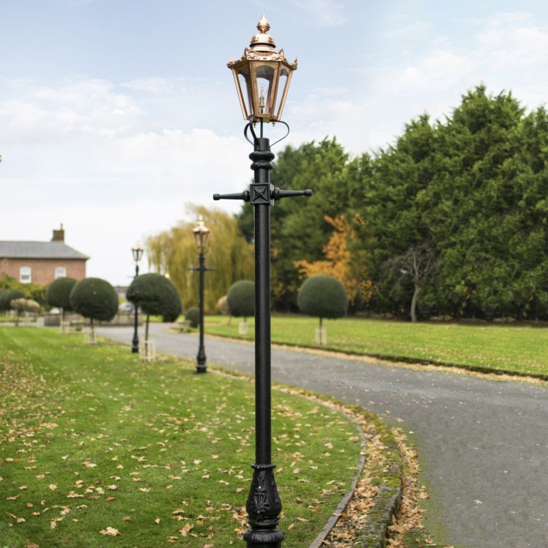 Black Concordia Hexagonal Lamp Post & Lantern Set 2.3m | Black Country ...