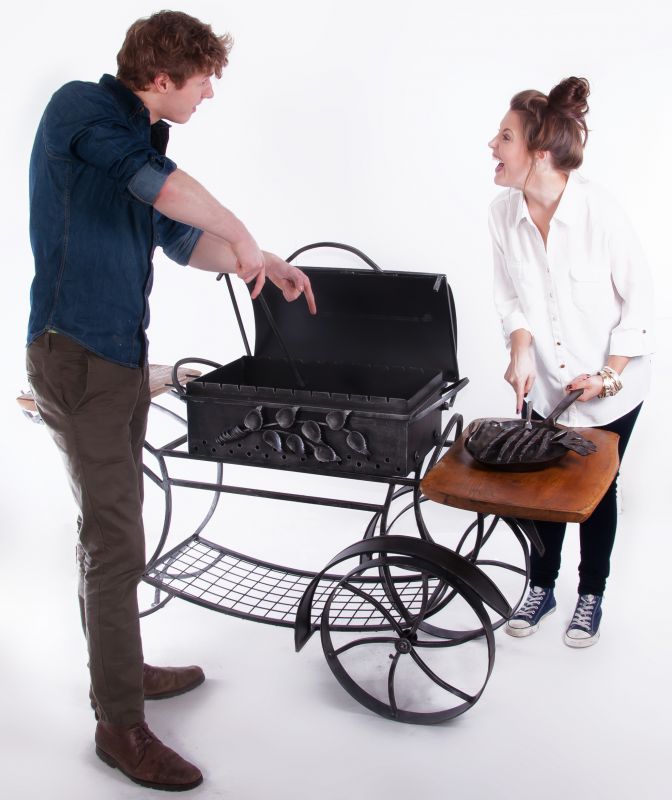 Simple Square Barbecue Fire Pit With Two Swing Arm Barbecue Racks ...