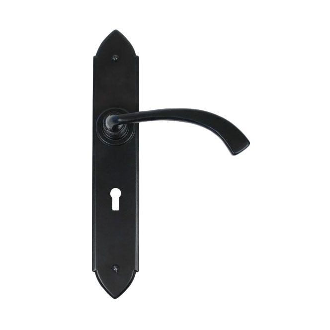 "Verona" Curved Black Medieval Lever Handle with Key Hole | Black ...