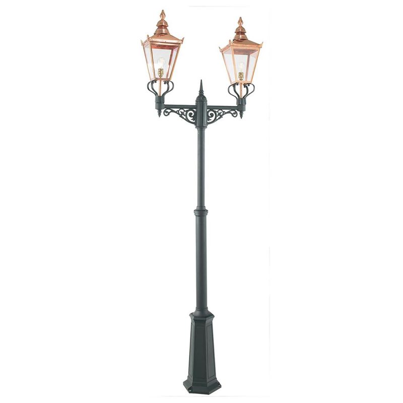 Deluxe Cast Aluminium & Solid Copper Twin Head Adjustable Lamp Post - 2 ...