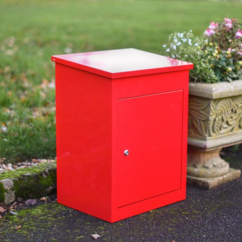 Deluxe Red "Bexley" Free Standing Parcel Box | Black Country Metalworks